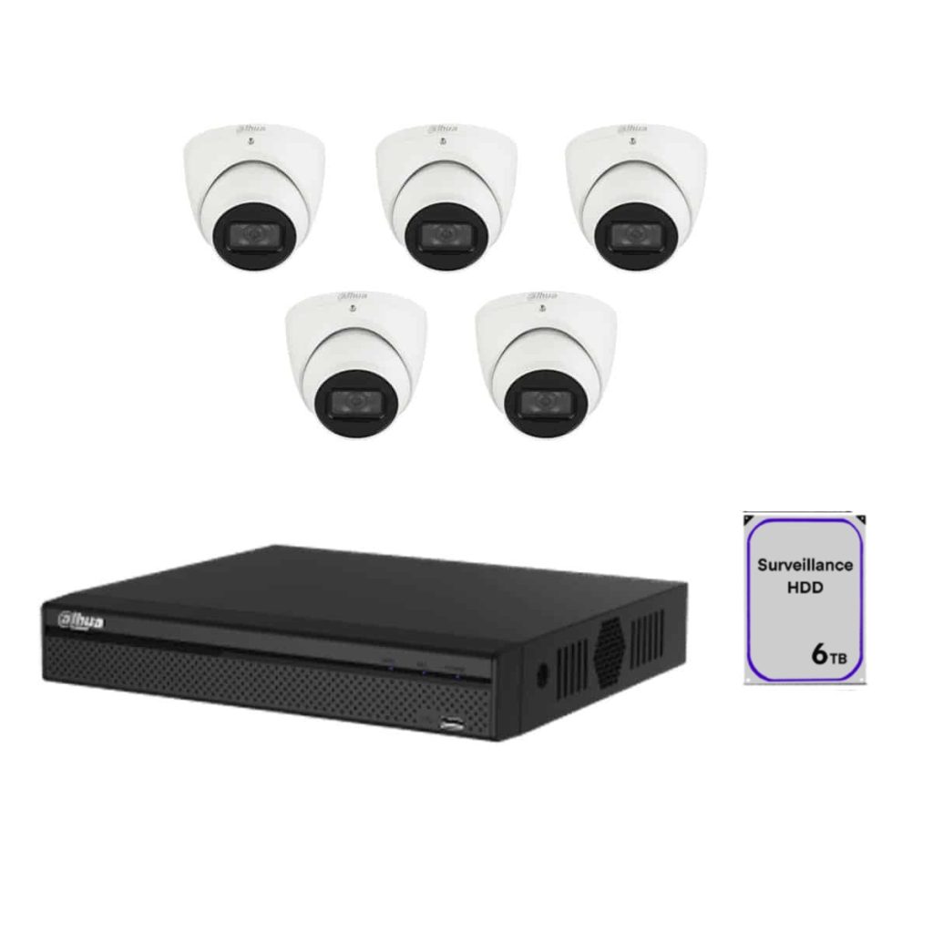 Dahua 8 Channel Wizsense AI CCTV Security Kit: 8 Channel Wizsense AI NVR (6TB), 5 x DaHua 6MP ...
