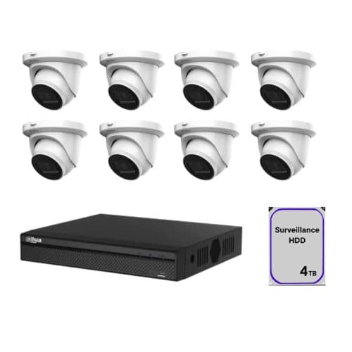 Dahua 4 Channel Lite Series CCTV Security Kit: 4 Channel 4K NVR (4TB HD), 4 Dahua PoE 8MP Lite ...