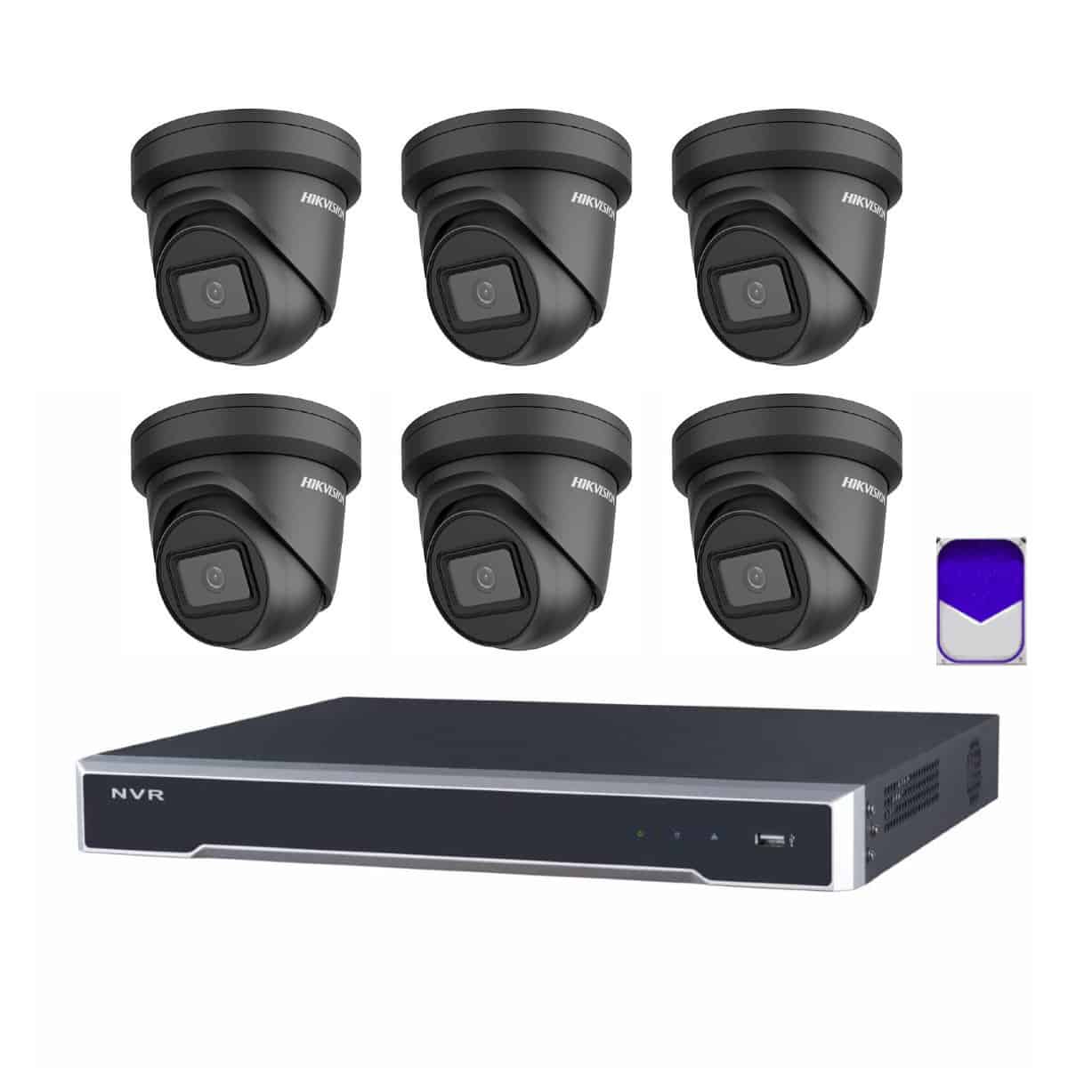 HikVision 8 Channel Kit + 6 x DarkFighter Turret Black +HDD - Comms Direct